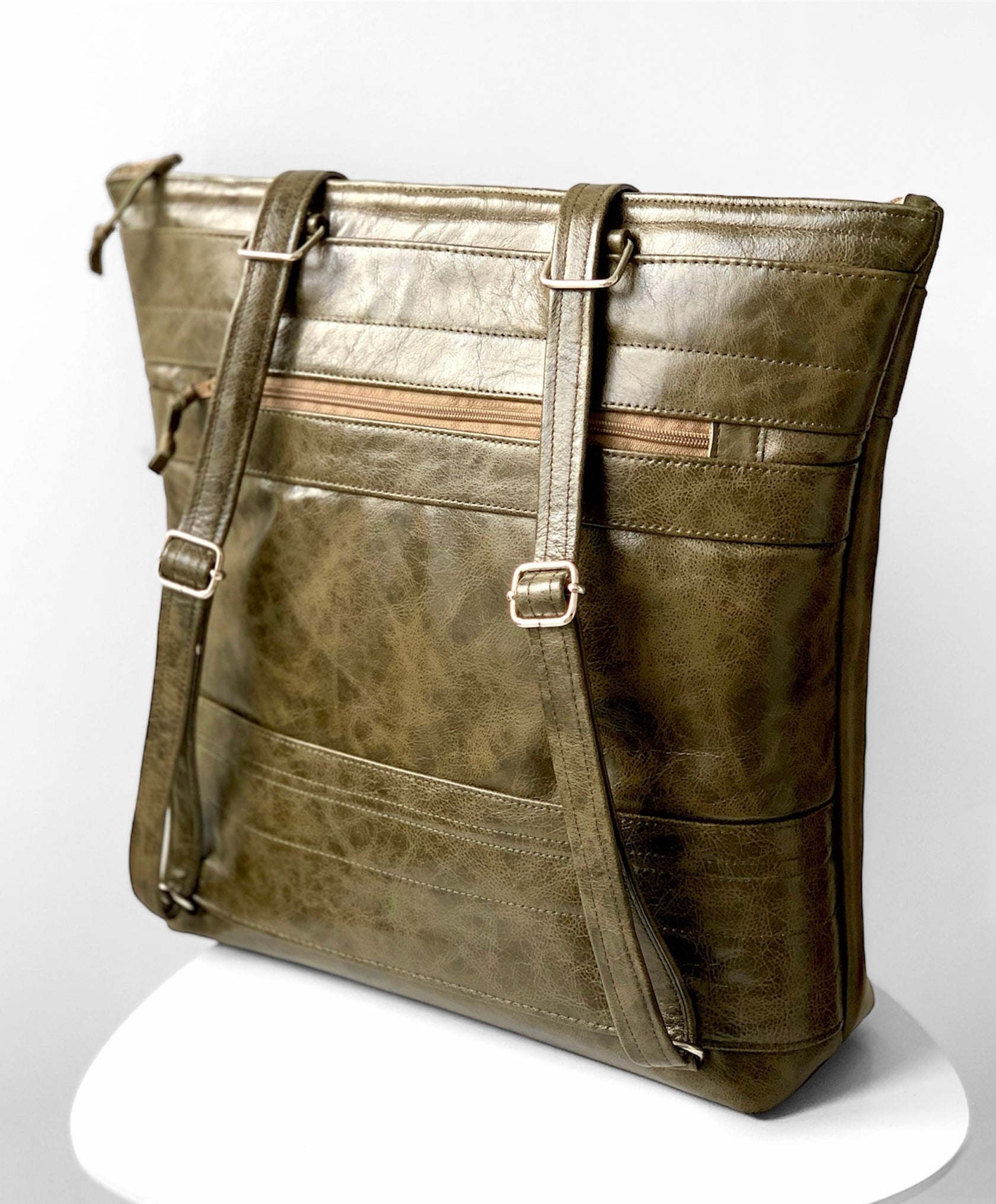 Tote Backpack (Olive) | Handmade Leather Bag · Made in Slovenia (EU ...